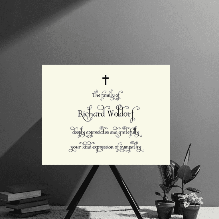 Calligraphy Cross - Condolences Thank You Notes Cards